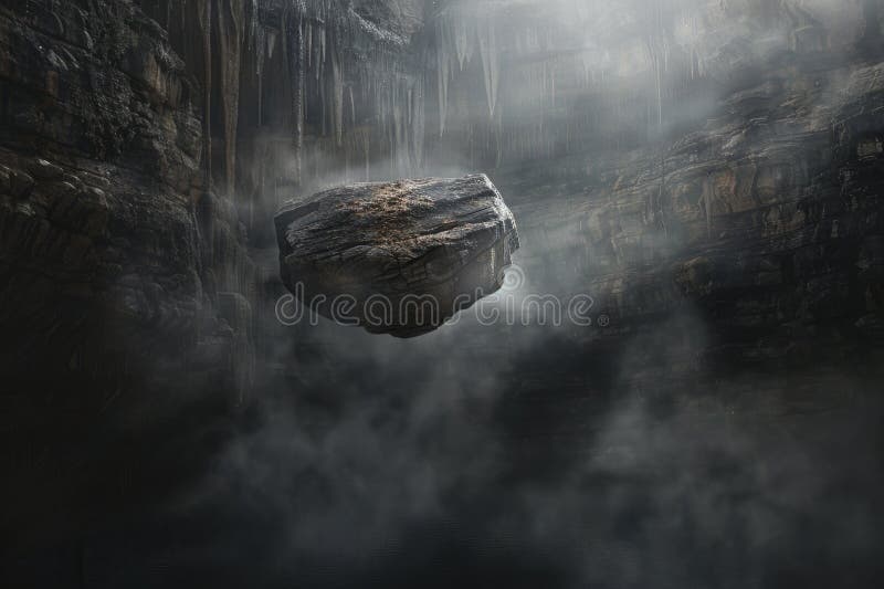 A Natural Rock Formation Surrounded by Water Flowing Down from Above ...