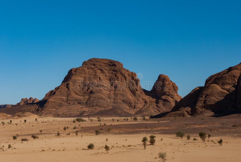 Natural Rock Formations and Trees, Ennedi Plateau in Sahara Dessert ...