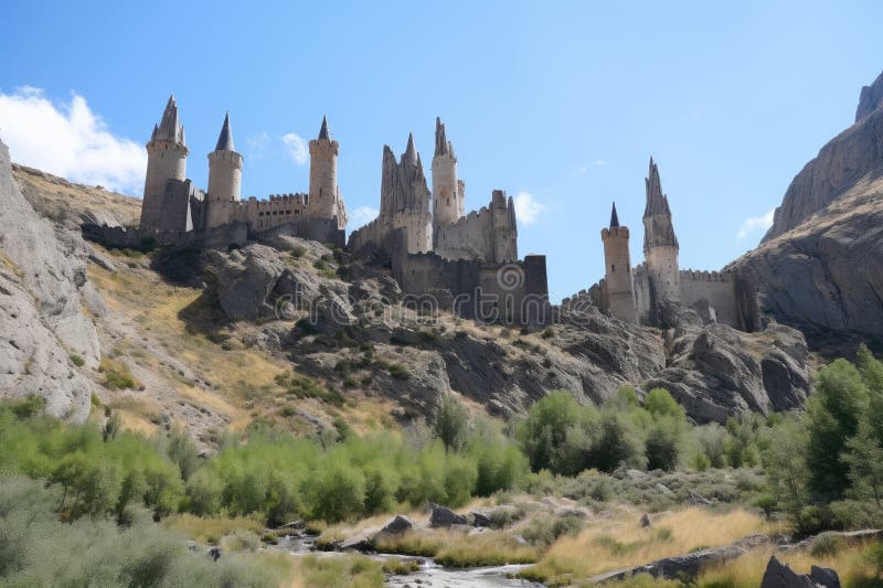 Natural Rock Formations Resembling a Castle, with Towering Walls and ...