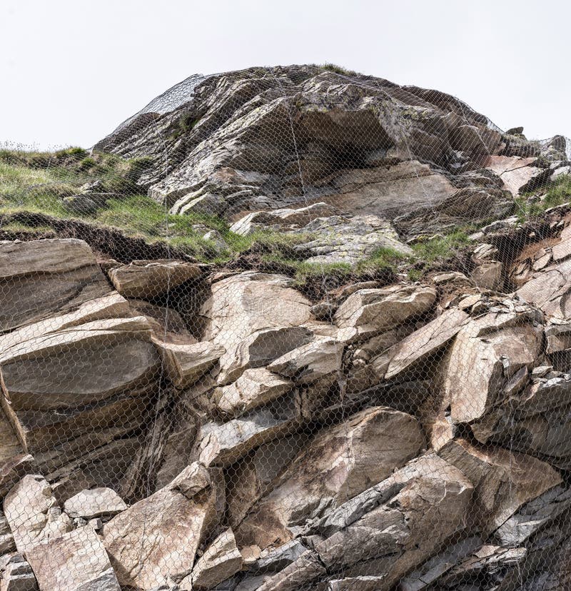 Landslide Netting On The Rock, Stock Photo - Image of netting ...