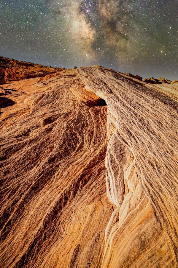 Natural Rocks Against the Starry Sky at the Valley of Fire in US Stock ...