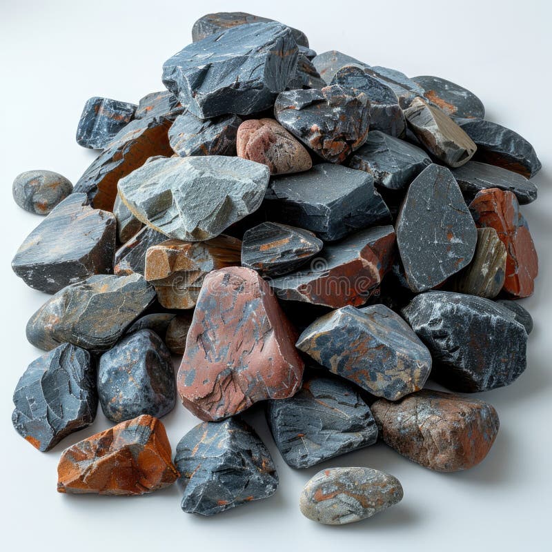 Natural Rocks and Gravel Pile on Clean White Surf Stock Illustration ...