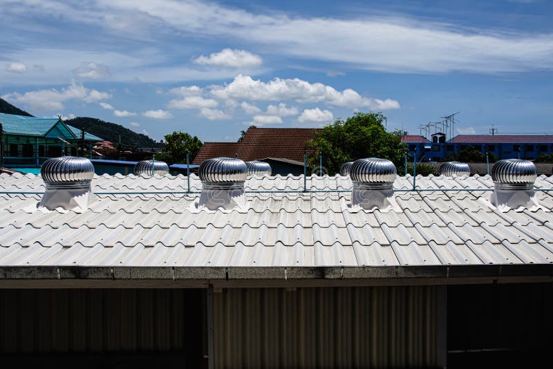 Natural Roof Ventilator with Sprinkler on Roof. Roof Ventilation System ...