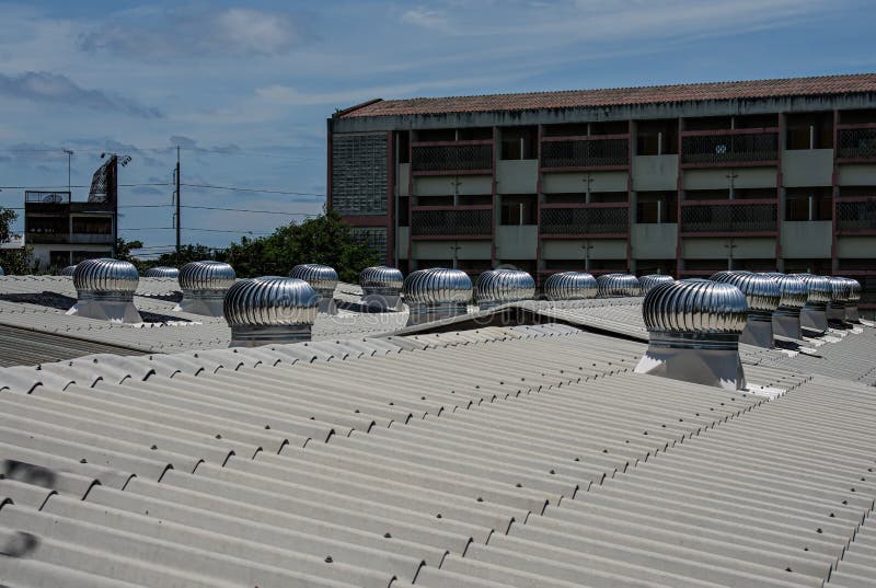 Natural Roof Ventilator with Sprinkler on Roof. Roof Ventilation System ...