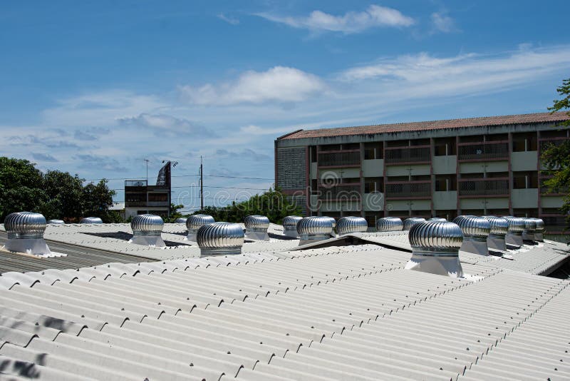 Natural Roof Ventilator with Sprinkler on Roof. Roof Ventilation System ...