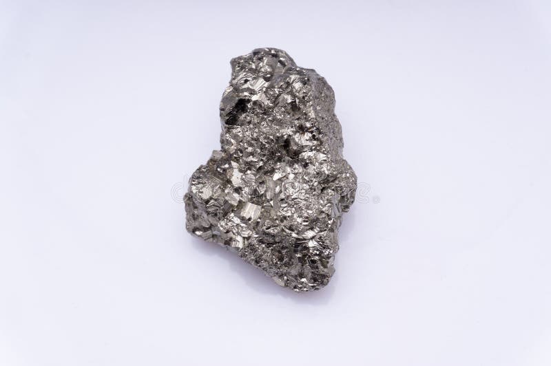 Natural Rough Pyrite Specimen on White Background Stock Image - Image ...