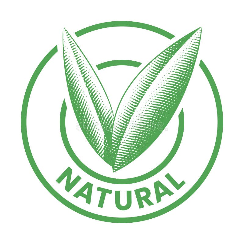 Natural Round Icon with Engraved Green Leaves - Icon 5 Stock Vector ...