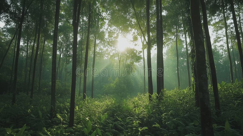 Natural Rubber Plantation with Tall Rubber Trees, Ready To Harvest ...