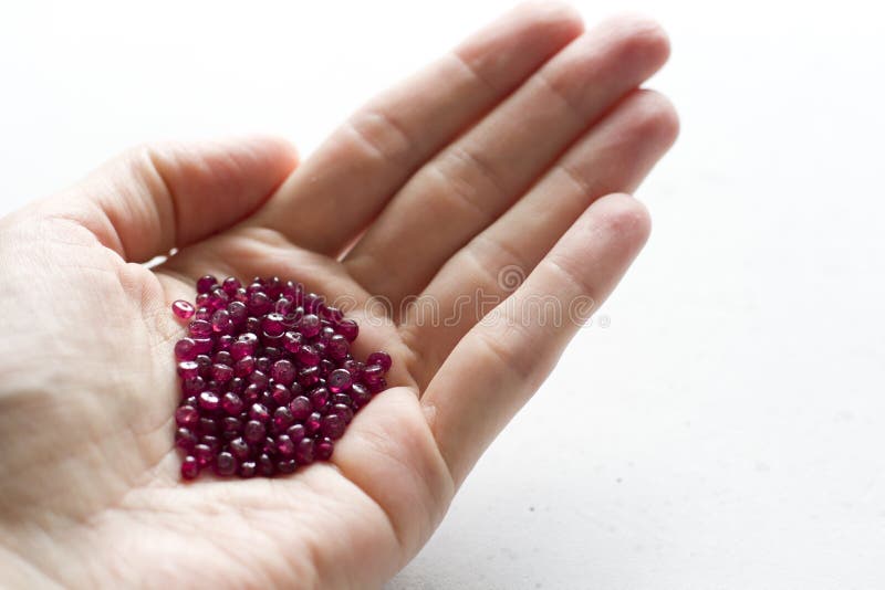 A Natural Ruby Lies in the Hand. Natural Stones, Ruby Located in the ...