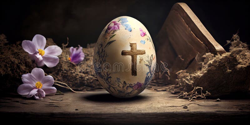 The Natural and Rustic Frame of this Decorative Easter Egg with a Cross ...