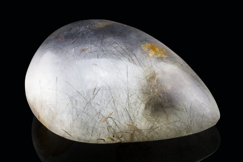 Natural Rutile Quartz on Black Background Stock Photo - Image of ...