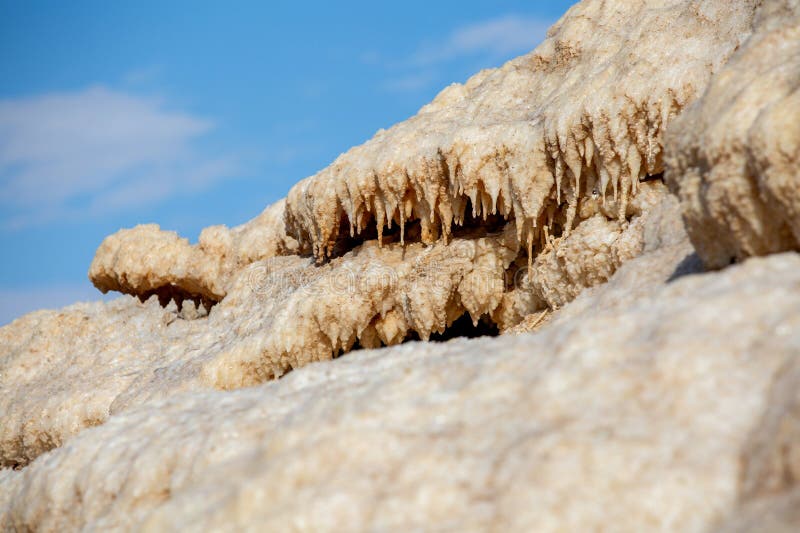 Natural Salt Stalactites Crystals at the Dead Sea Stock Image - Image ...