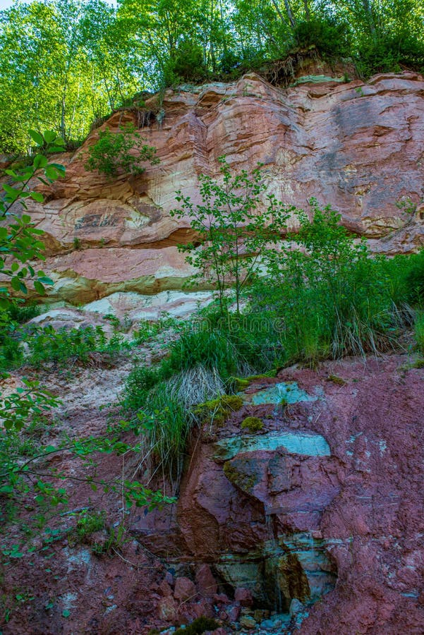 Natural Sand Stone Cliffs on the Shore of the River in Forest Stock ...