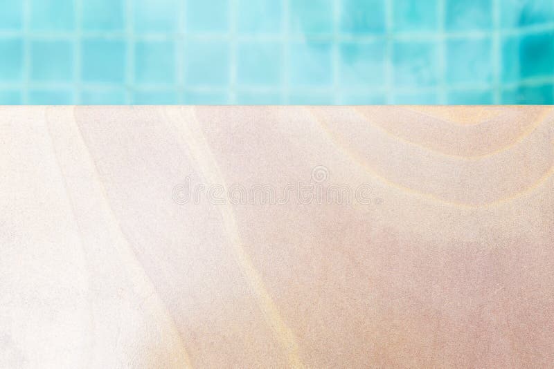 Natural Sand Stone Texture with Blue Swimming Pool Tile Background ...