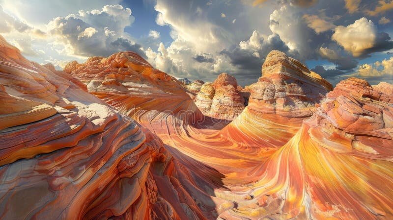 Natural Sandstone Formations Under Dramatic Sky in Arizona Desert ...