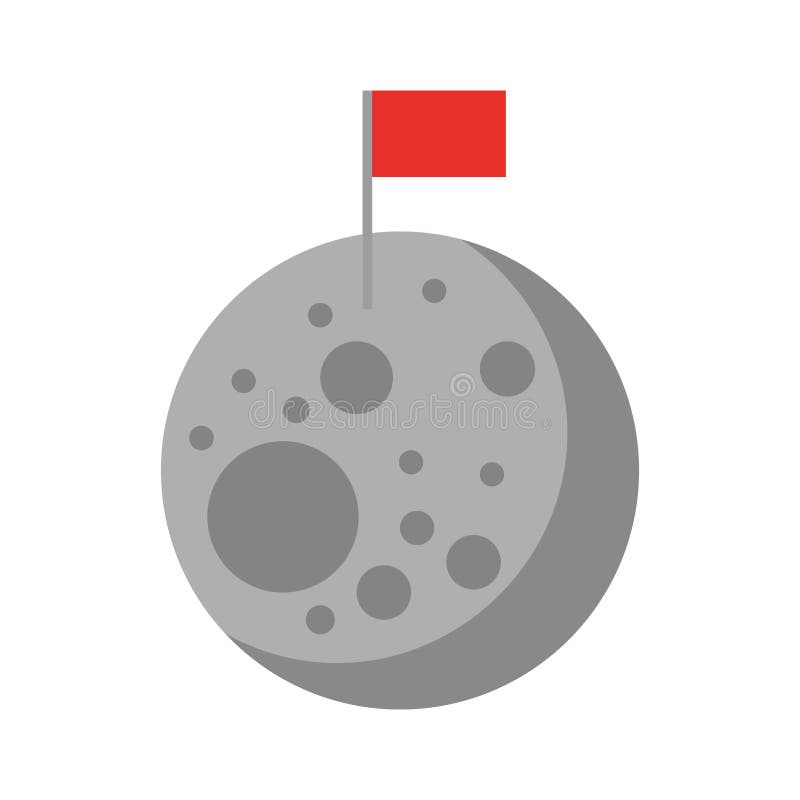 Natural Satellite Moon with Flag Stock Vector - Illustration of ...
