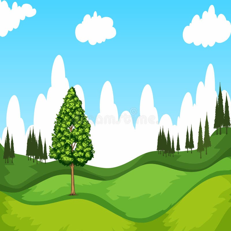 A Natural Scene Green Landscape Stock Illustration,, Stock Vector ...