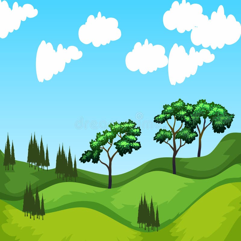 A Natural Scene Green Landscape Stock Illustration,, Stock Vector ...
