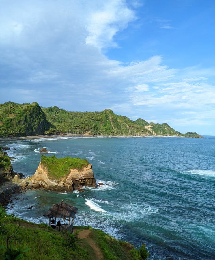 Natural Scenery with Beautiful Sea, Hills and Rocks Stock Image - Image ...