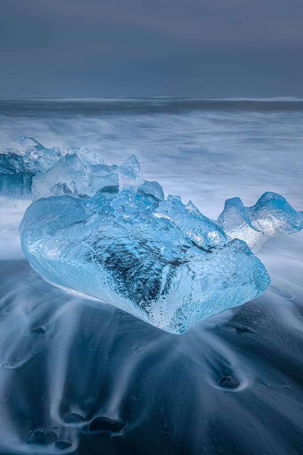 Diamond Beach with Huge Ice Glaciers in Winter in Iceland Stock Photo ...