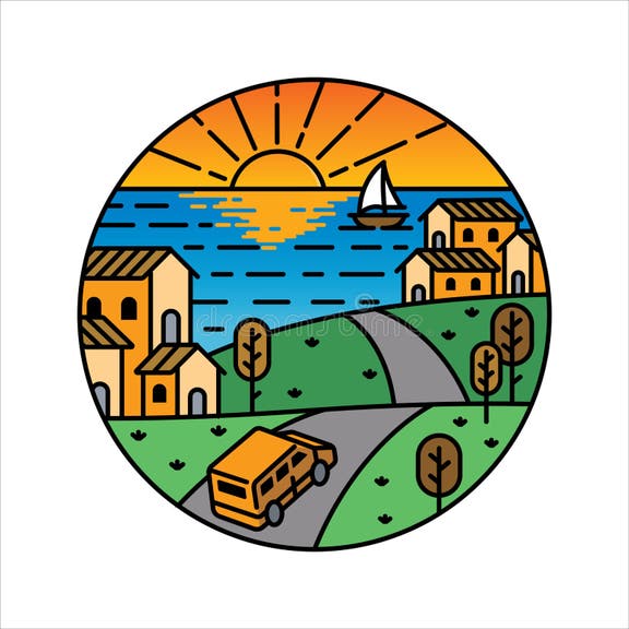 Natural Scenery in the Frame Illustration Stock Illustration ...