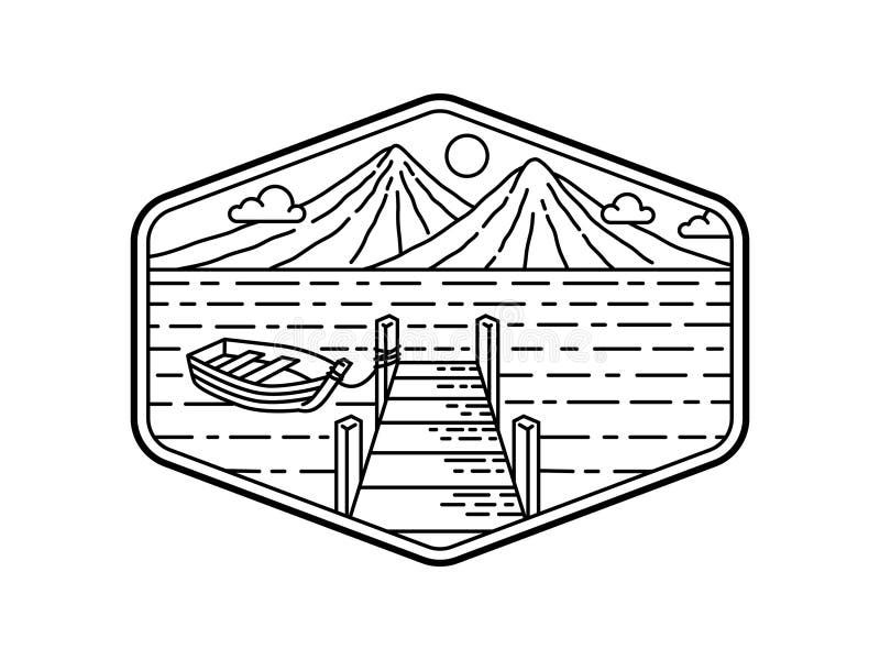 Natural Scenery in the Frame Line Art Illustration Stock Vector ...