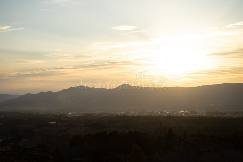 Natural Scenery, the Light of the Sunset, the Sky is Golden Yellow ...