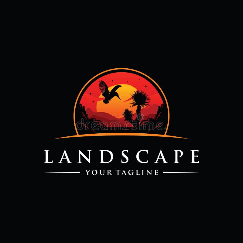 Natural Scenery Logo Vector Illustration Stock Vector - Illustration of ...