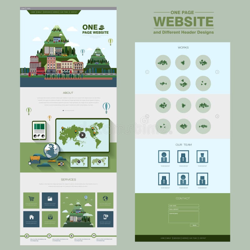 One Page Website Design Template for Business. Landing Page Wireframe ...