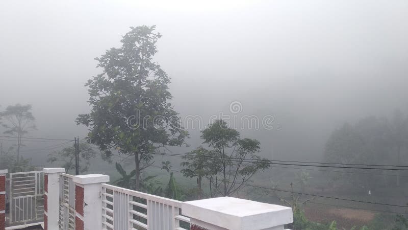 Natural Scenery Shrouded by Fog on the Balcony Stock Image - Image of ...