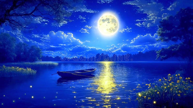 Natural Scenery in Spring at Night Stock Video - Video of forest, moon ...