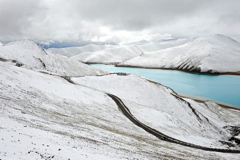 Natural Scenery of Tibet in Snow Stock Image - Image of china, brown ...