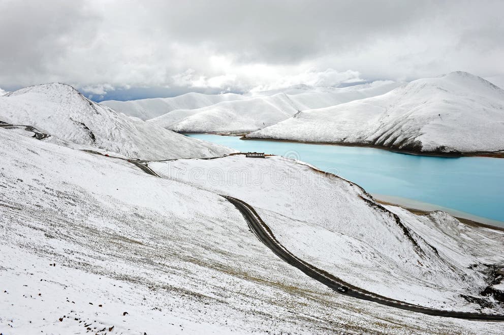 Natural Scenery of Tibet in Snow Stock Image - Image of china, brown ...