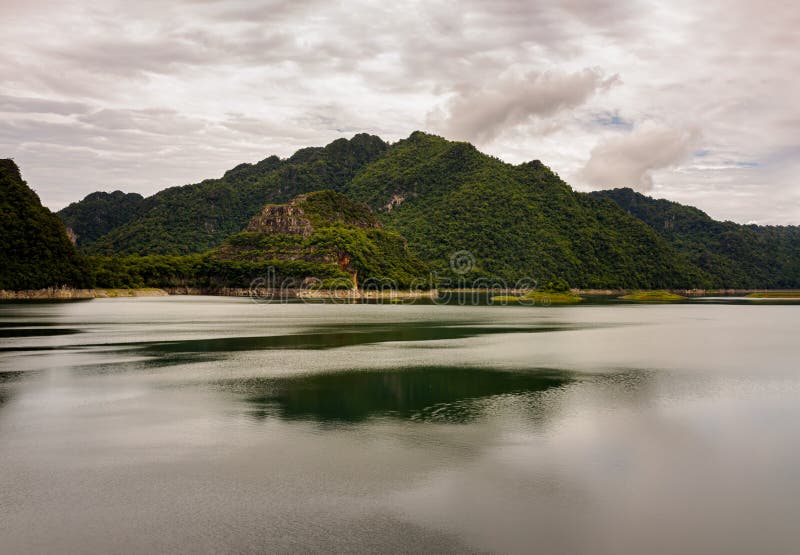 Natural Scenery of Water in Reservoirs and Dam with Sky and Mountains ...