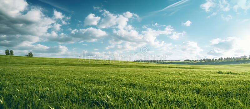 Natural Scenic Panorama Green Field AI Generated Image Stock ...