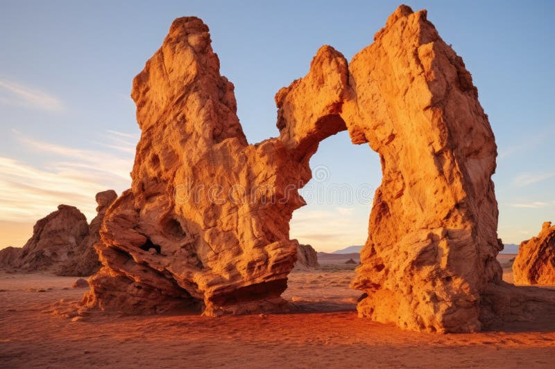 Natural Sculpture of Rock Formation Caught in Sunset Light Stock Photo ...