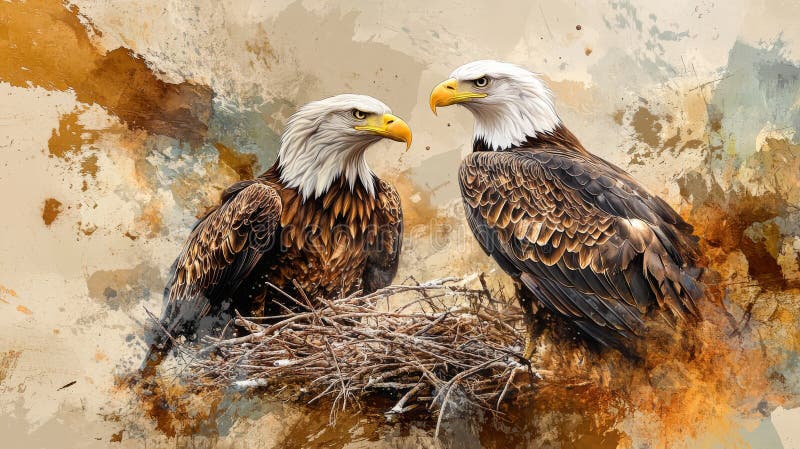 A Natural Setting is Home To a Pair of Eagles that are Nesting Together ...