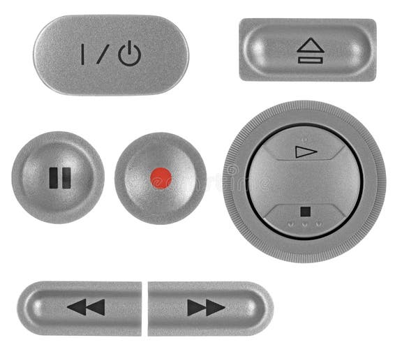 Natural Silver Grey DVD Recorder Buttons, Isolated Stock Photo - Image ...