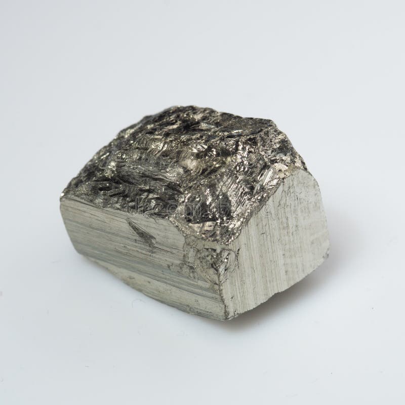 Natural Silver Pyrite Gem on the White Background Stock Image - Image ...