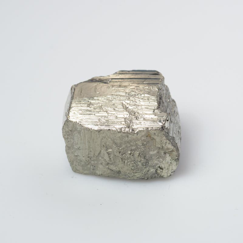 Natural Silver Pyrite Gem on the White Background Stock Photo - Image ...