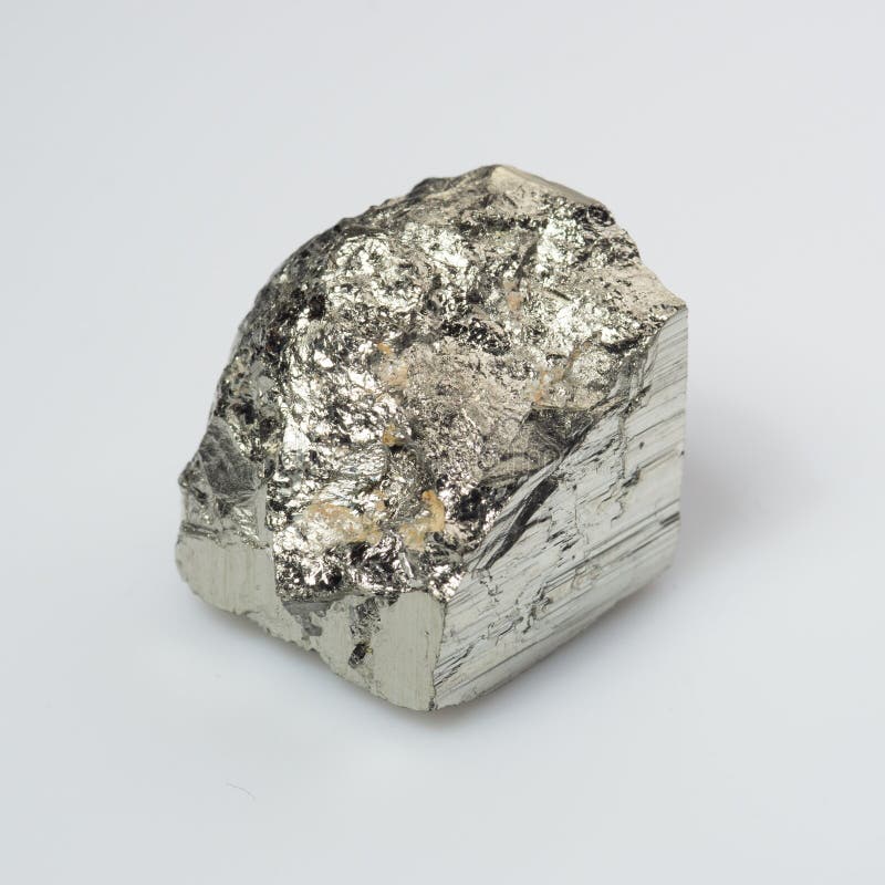 Natural Silver Pyrite Gem on the White Background Stock Photo - Image ...