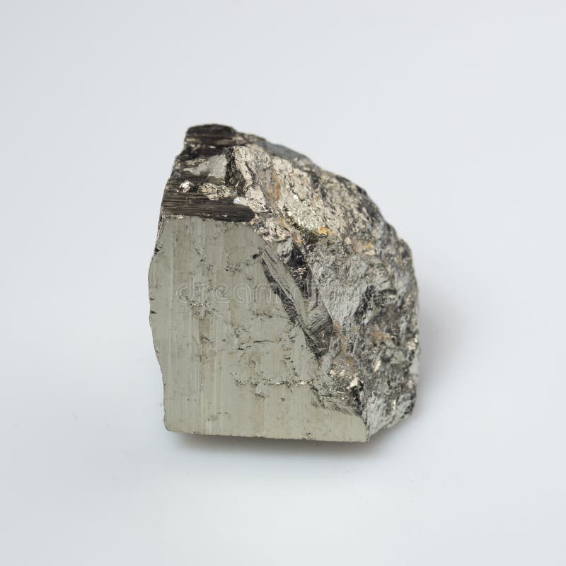 Natural Silver Pyrite Gem on the White Background Stock Image - Image ...