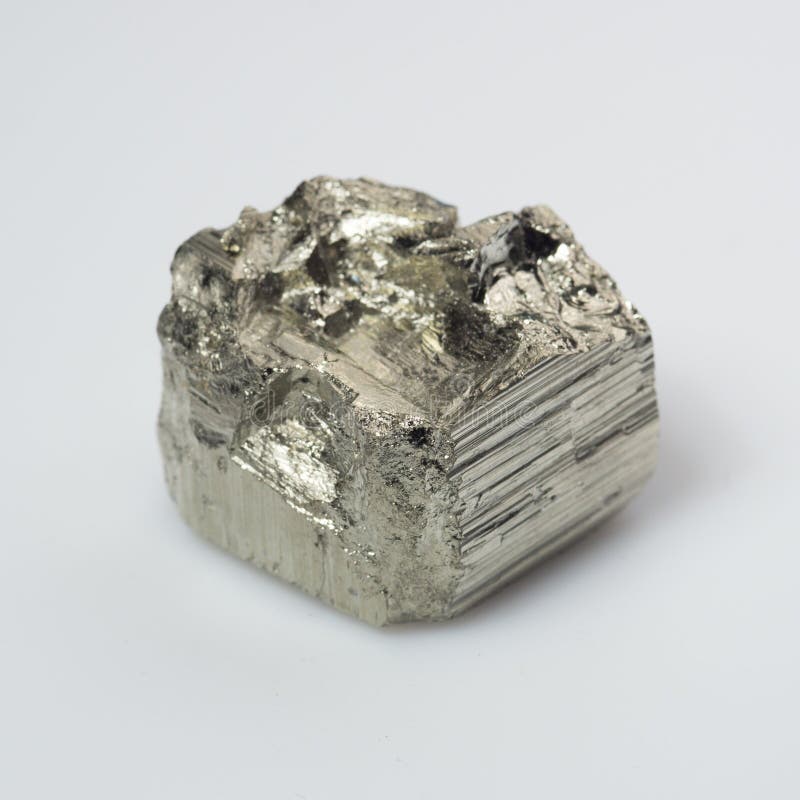Natural Silver Pyrite Gem on the White Background Stock Image - Image ...
