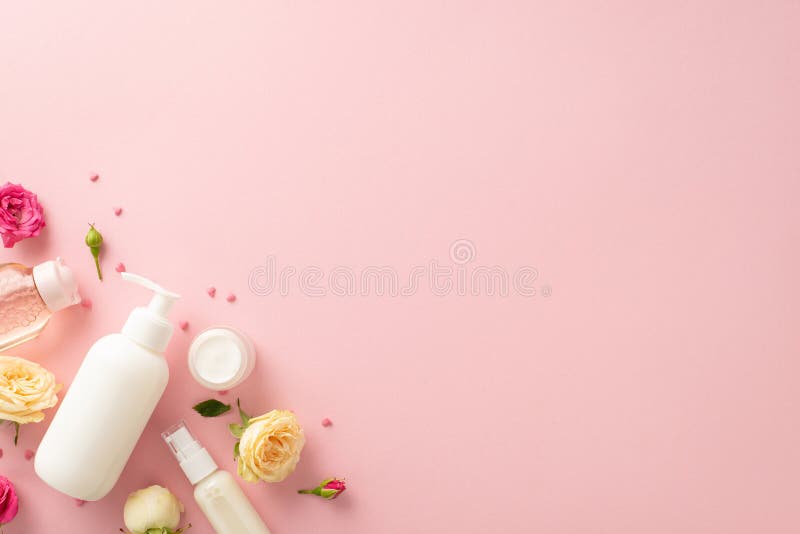 Natural Skincare Has Never Been More Beautiful This Top View Flat Lay Features Elegant Cream