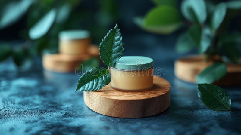 Natural Skincare Jar Display Stock Illustration - Illustration of ...