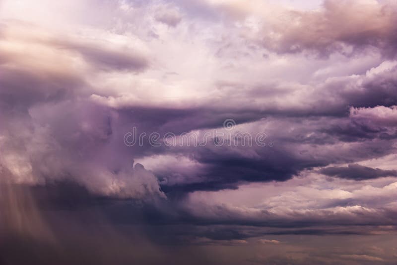 Natural Sky Composition. Dark Ominous Colorful Storm Rain Clouds. Dramatic Sky. Overcast Stormy ...