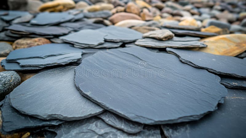 Natural Slate Rocks of Varied Colors are Stacked on a Background of ...