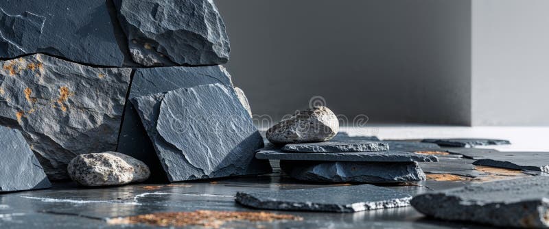 Natural Slate Stones Creating a Rugged Texture Stock Photo - Image of ...