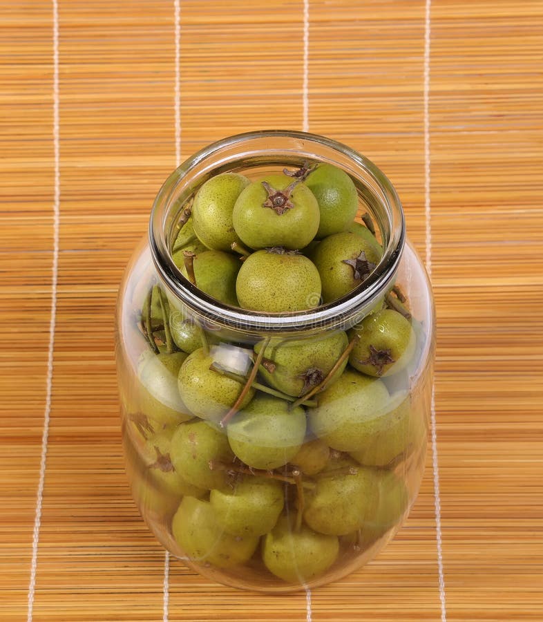 Natural Small Green Pears in a Glass Jar Stock Photo - Image of healthy ...