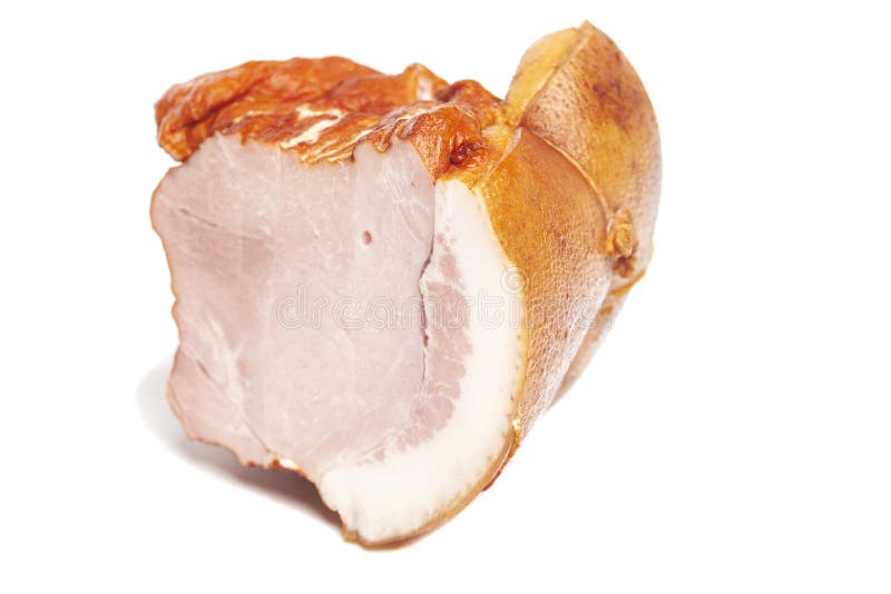 Natural Smoked Ham Isolated on White Stock Photo - Image of closeup ...